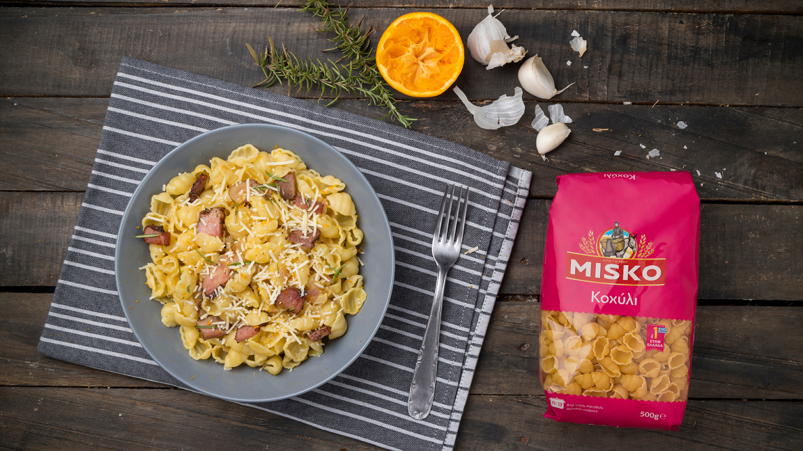 Pasta with Apaki, Graviera cheese and rosemary - MISKO