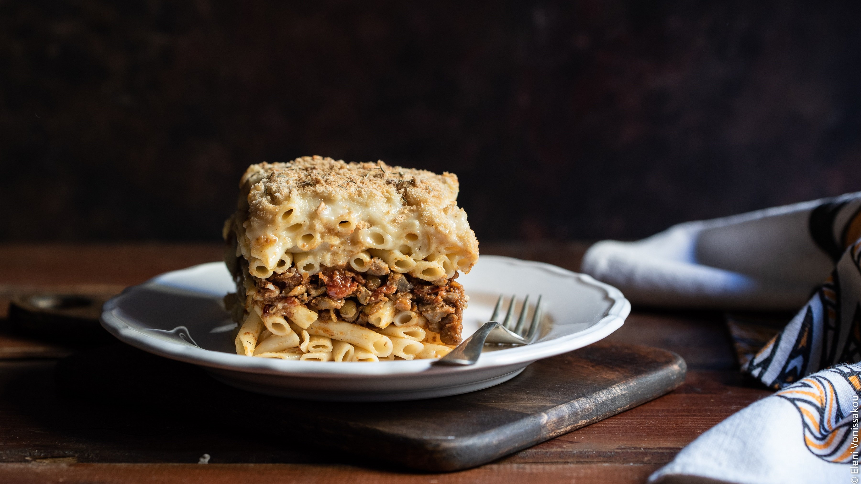 Meatless Pastitsio with Lentil Sauce and Mushrooms, and Easy Semolina ...